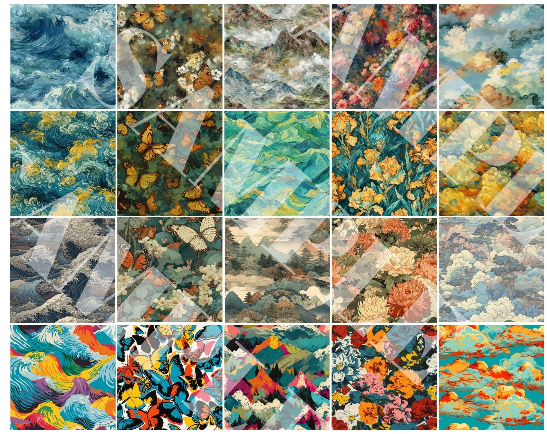 Seamless Patterns Set of 20 Painting Inspired Journal Paper Printable ...