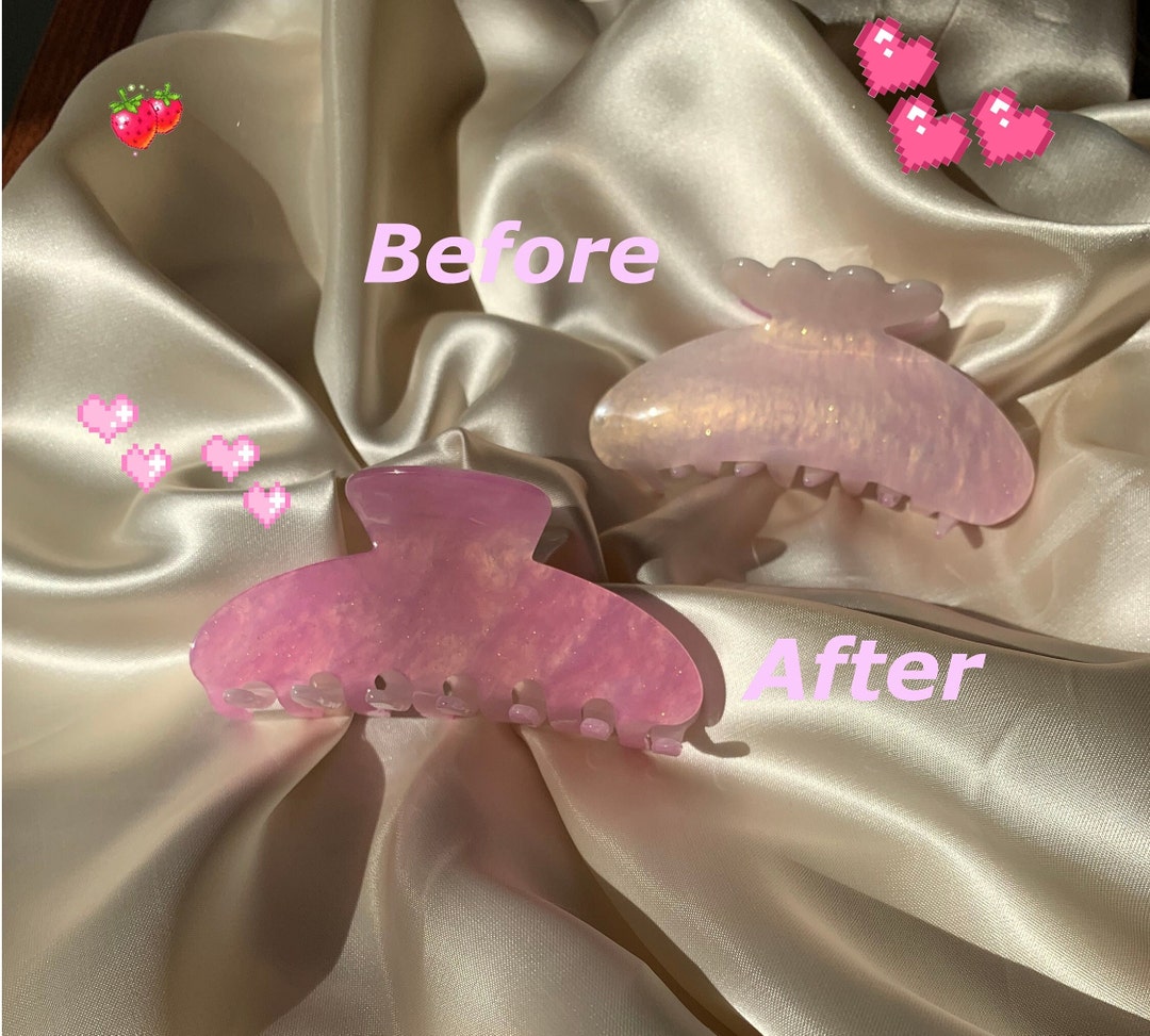 UV Colour Changing Hair Claw Clip Pink and White Hair Claws - Etsy