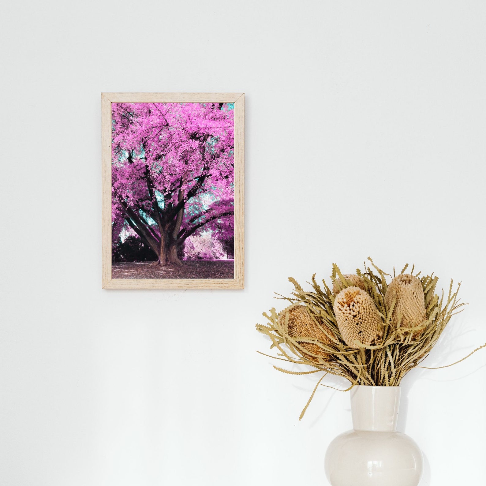 Vintage Pink Tree Photo, Tree Print, Wall Fine Art, Digital Painting ...