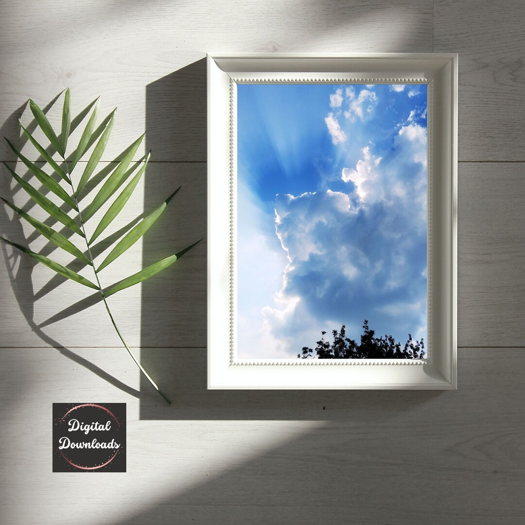 Blue Sky and Clouds Digital Print, Blue Cloud Landscape Printable Wall ...