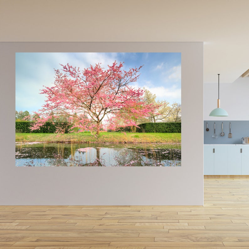 Printable Pink Cherry Blossom Tree, Floral Digital Art Print,botanical ...