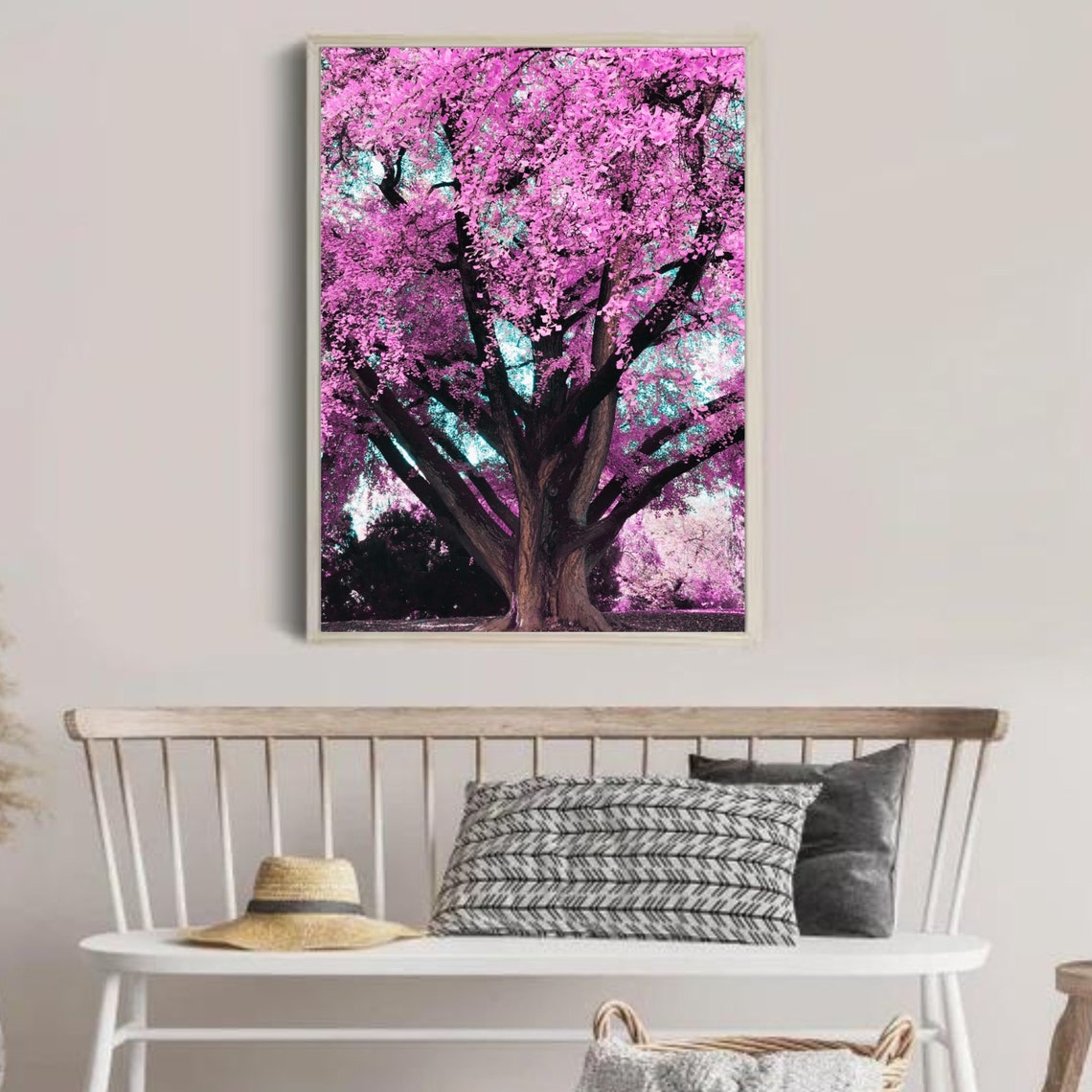 Vintage Pink Tree Photo, Tree Print, Wall Fine Art, Digital Painting ...