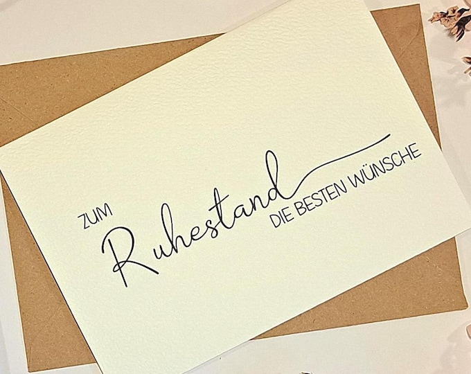 XXL Glückwunschkarte / Karte zum Ruhestand Rente mit Fach für Geld oder ...