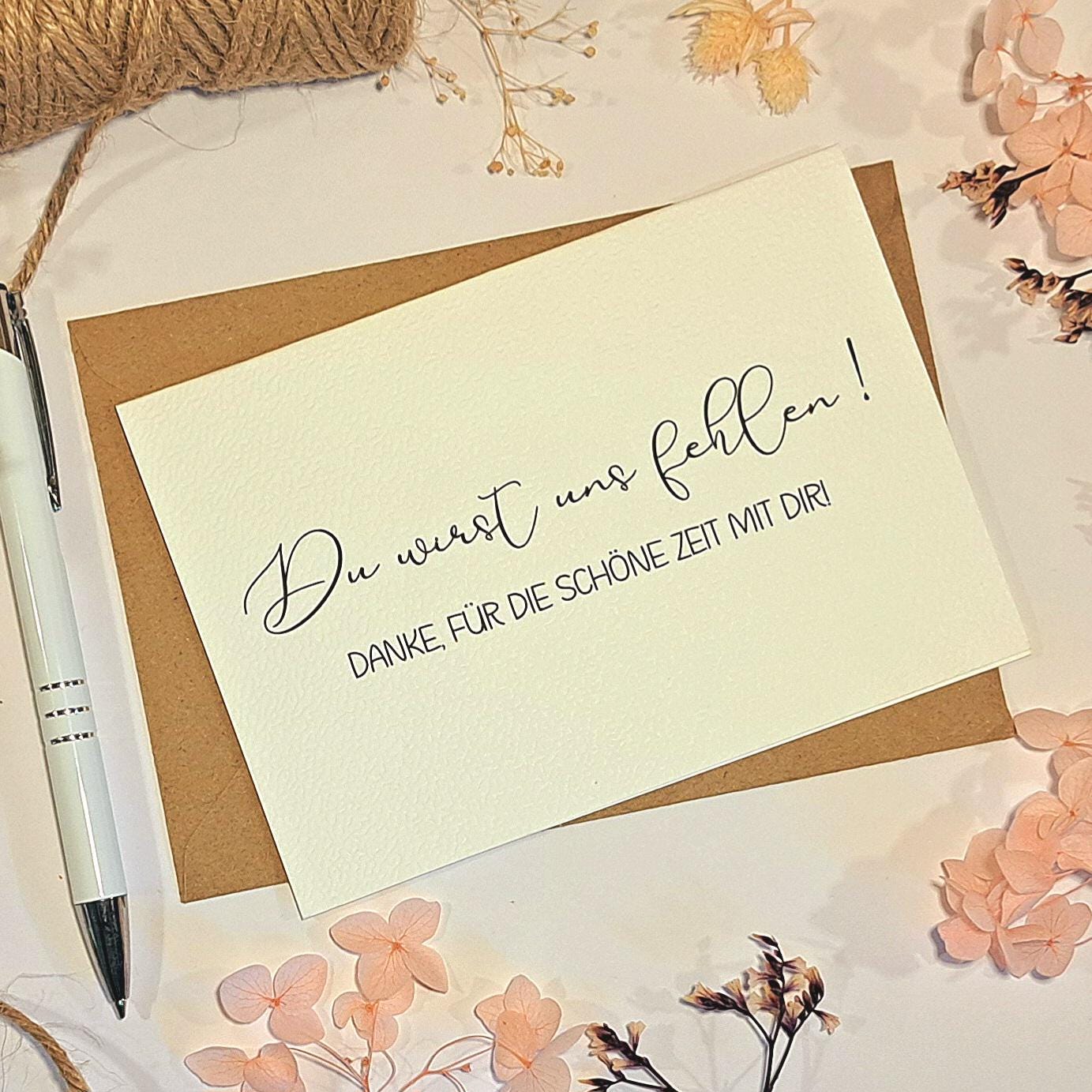 Du wirst fehlen Dankeskarte Ruhestand - Abschied Freundin - Jobwechsel ...