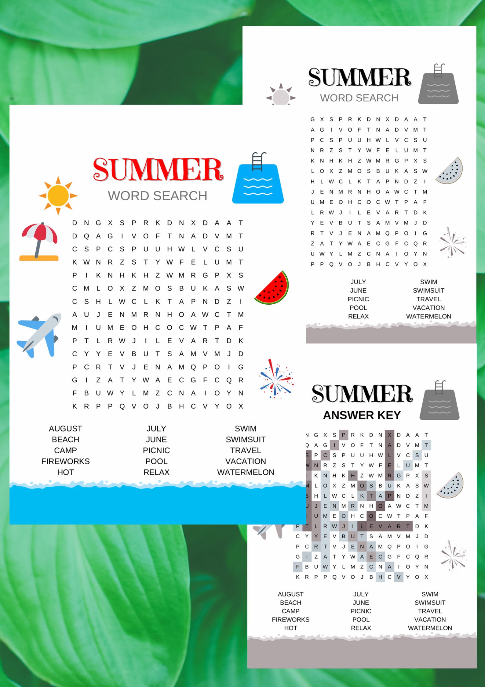 Summer Word Search Activity for Kids - Etsy
