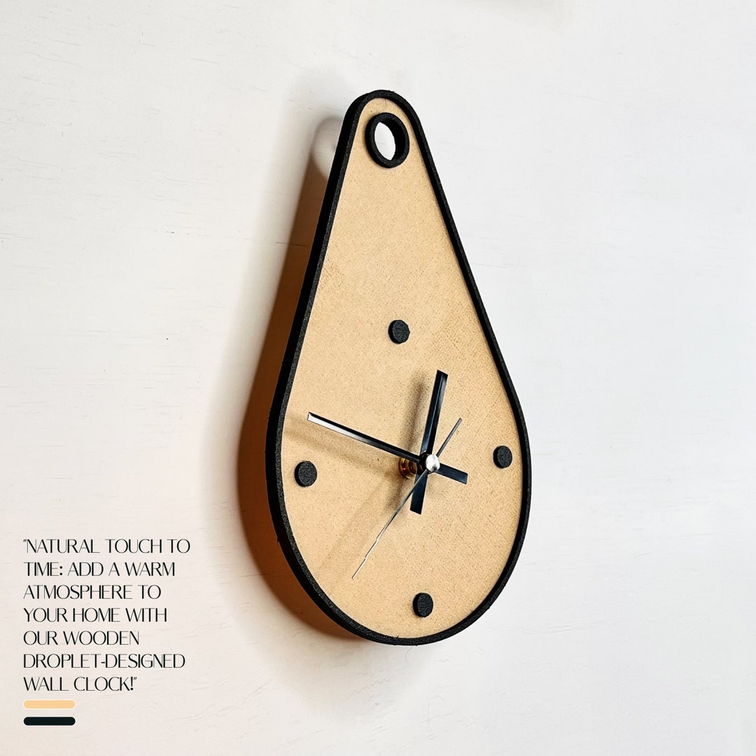 Minimalist Wood Added Wall Clock, Drop Wall Clock Decor, No Ticking ...
