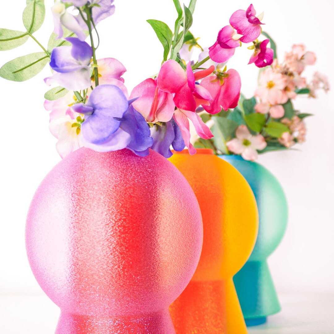 Colorful Vase Dried Flower Vase Pink Yellow Turquoise Transparent Vase ...