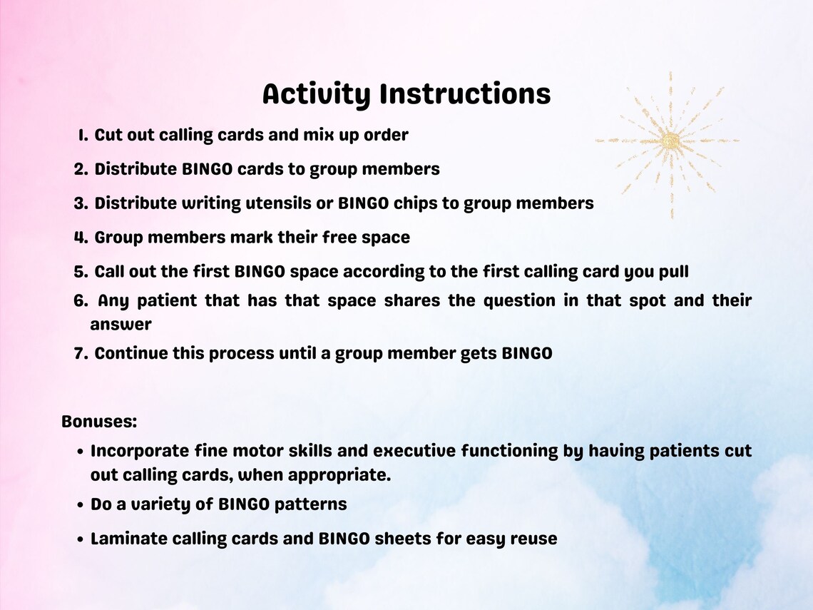 Occupational Therapy Activities, Social BINGO Printable, Group Therapy ...