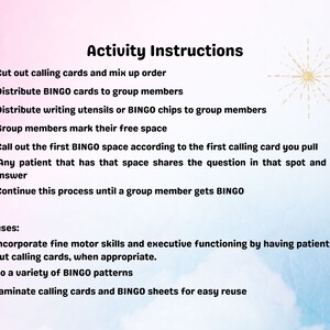 Occupational Therapy Activities, Social BINGO Printable, Group Therapy ...