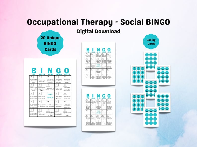 Occupational Therapy Activities, Social BINGO Printable, Group Therapy ...