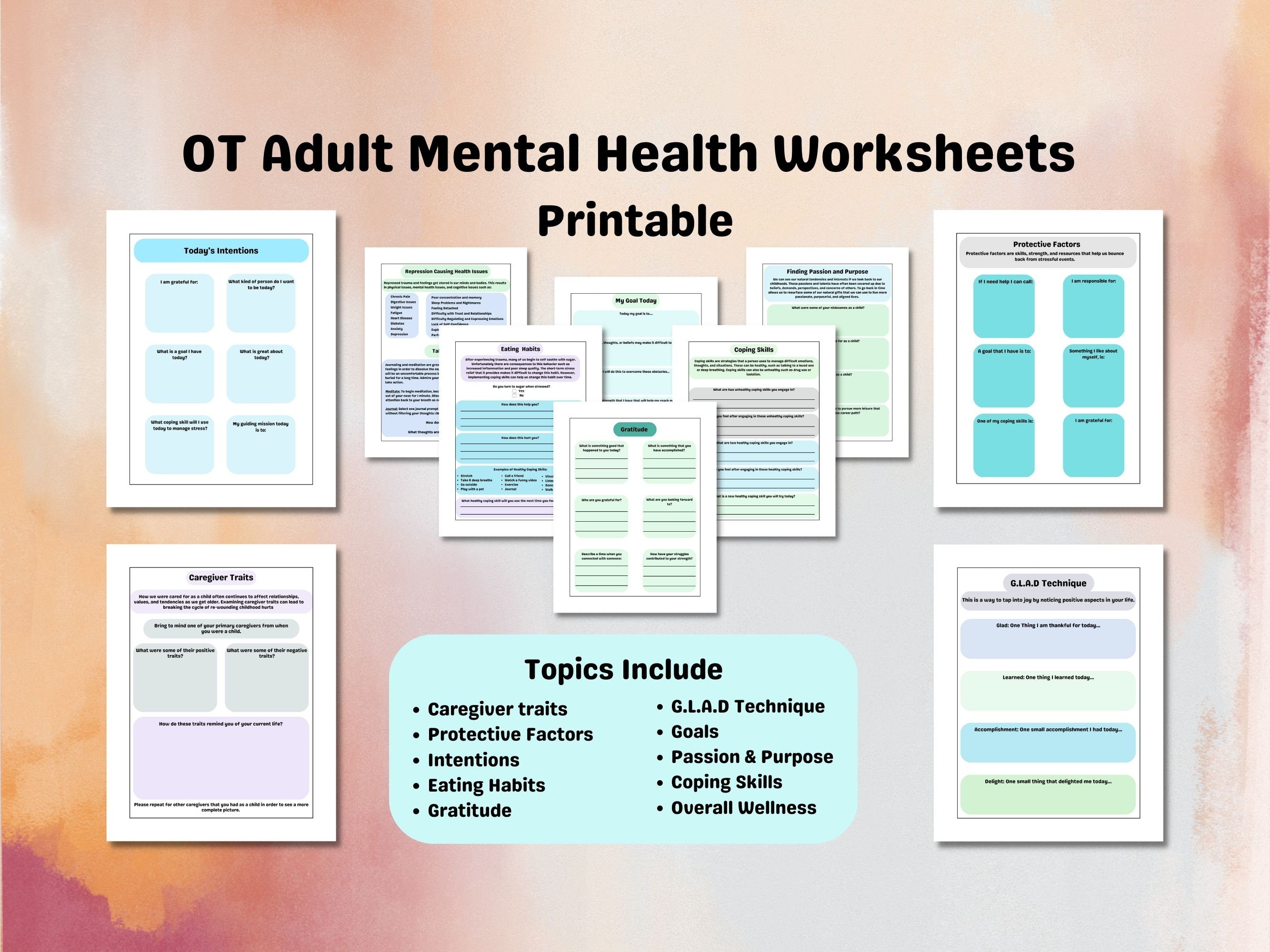 Occupational Therapy Worksheets, OT Mental Health Printable ...