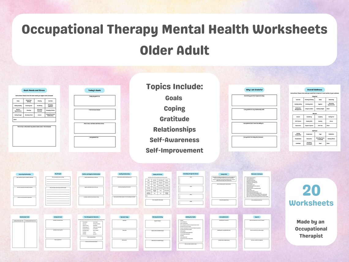 Adult Occupational Therapy Worksheets, Mental Health Occupational Therapy Printable Worksheets ...