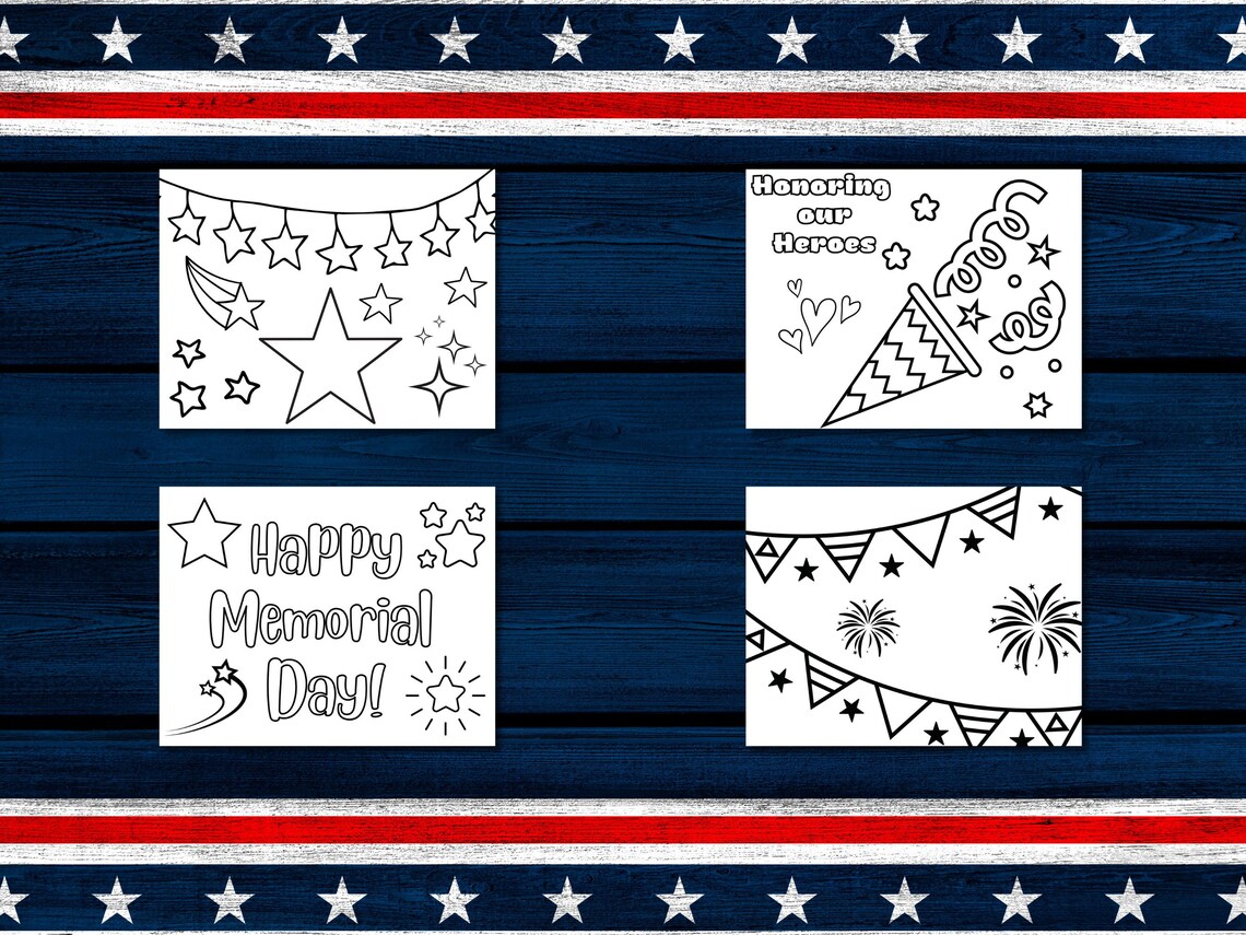 Printable Memorial Day Coloring Pages, Digital Download Memorial Day ...