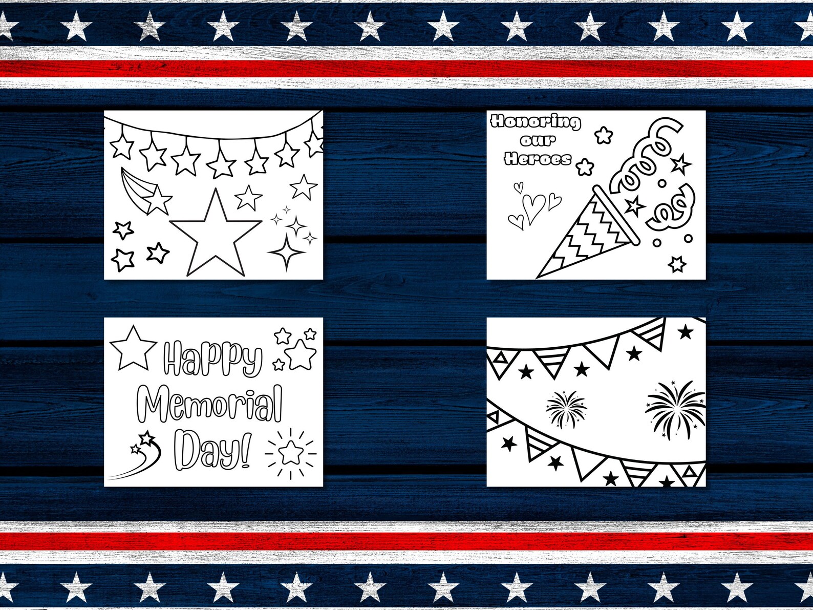 Printable Memorial Day Coloring Pages, Digital Download Memorial Day ...