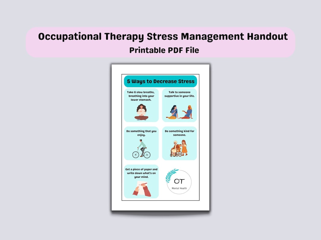 Stress Management Handout | OT Printable | Anxiety Relief Strategies ...