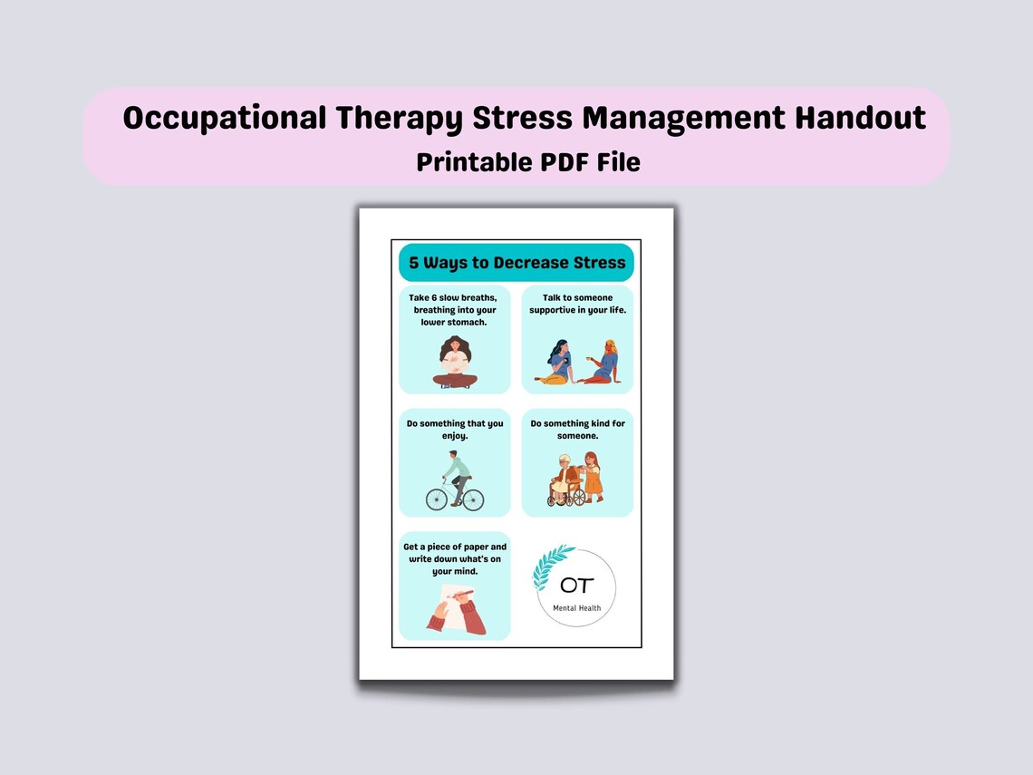 Stress Management Handout | OT Printable | Anxiety Relief Strategies ...