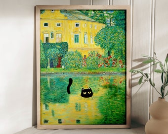 Monet Waterlily Cat Print, Claude Monet Cat Poster, Cat Art, Animal ...