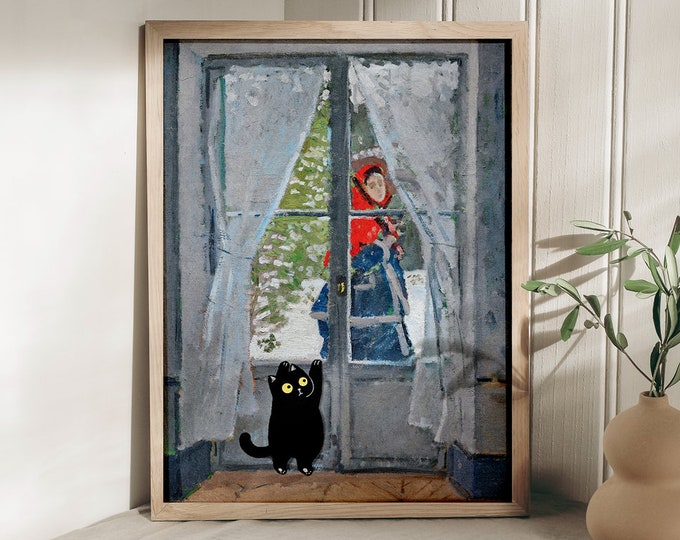 Monet Waterlily Cat Print Claude Monet Cat Poster Cat Art - Etsy