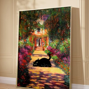 Monet Garden Cat Print, Claude Monet Cat Poster, Cat Art, Animal Poster ...