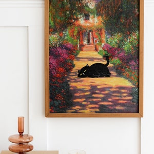 Monet Garden Cat Print, Claude Monet Cat Poster, Cat Art, Animal Poster ...