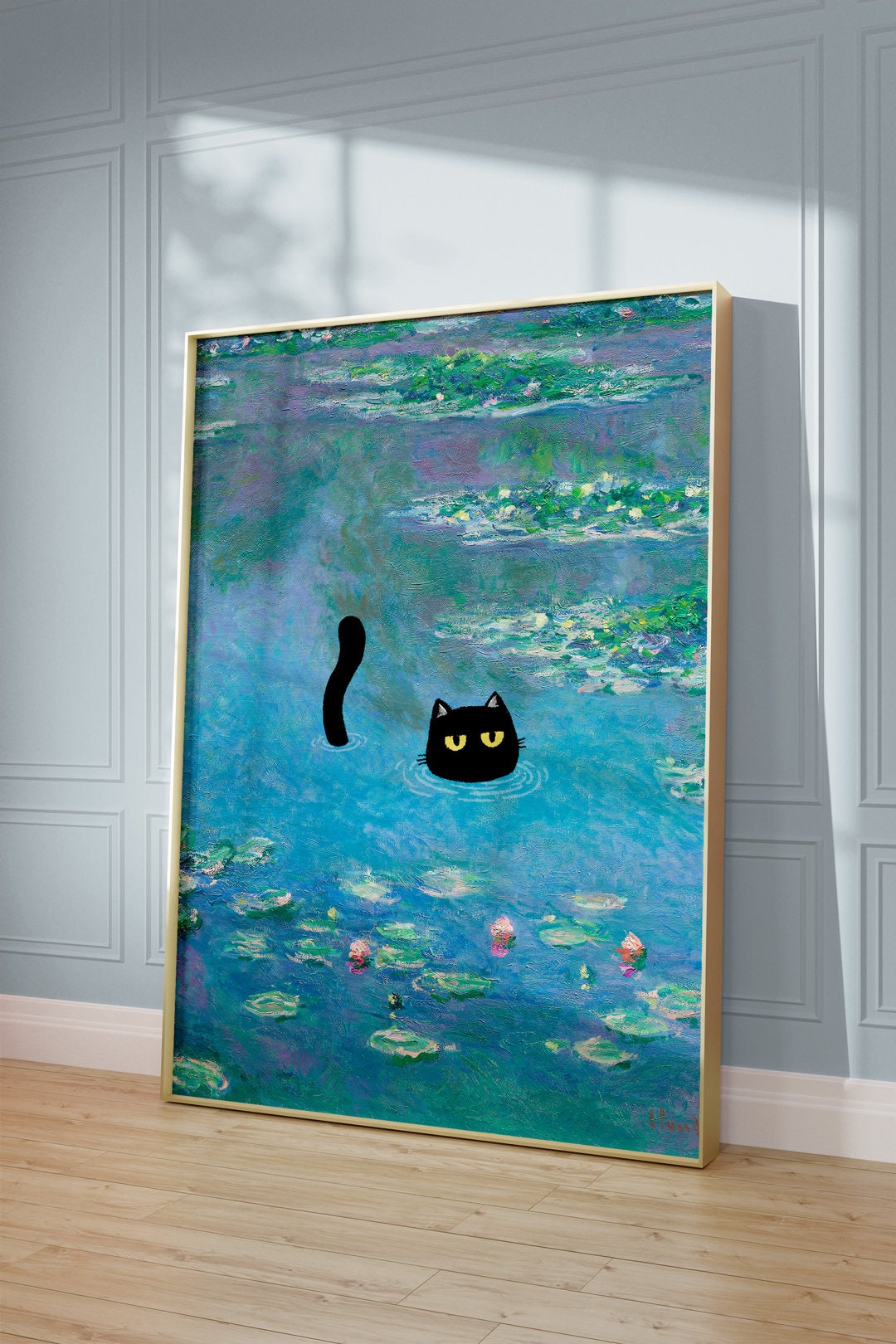 Monet Waterlily Cat Print Claude Monet Cat Poster Cat Art - Etsy