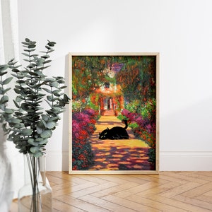 Monet Garden Cat Print, Claude Monet Cat Poster, Cat Art, Animal Poster ...