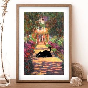 Monet Garden Cat Print, Claude Monet Cat Poster, Cat Art, Animal Poster ...