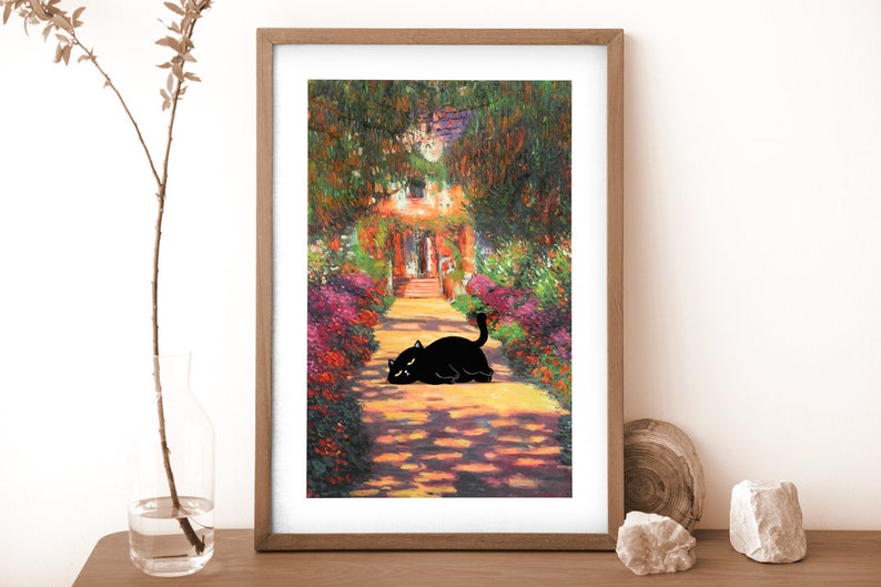 Monet Garden Cat Print Claude Monet Cat Poster Cat Art - Etsy