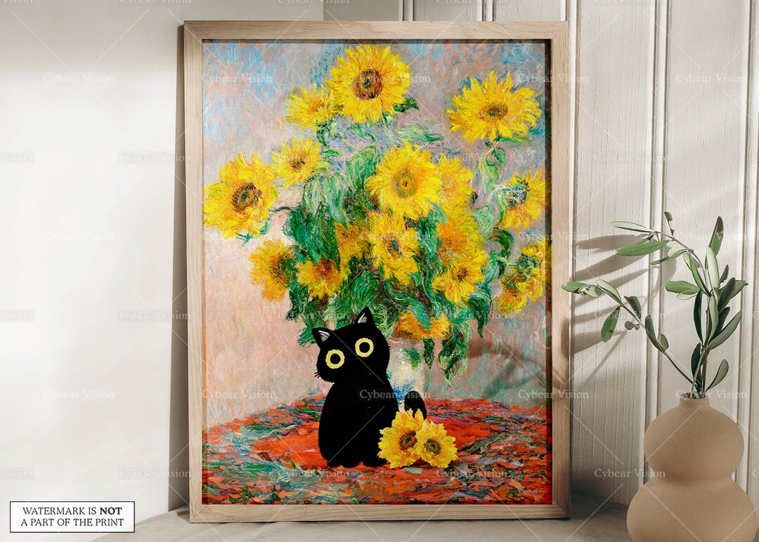 Van Gogh Katze Poster, Sonnenblume Katze Poster, Katzen Kunst, Tier ...