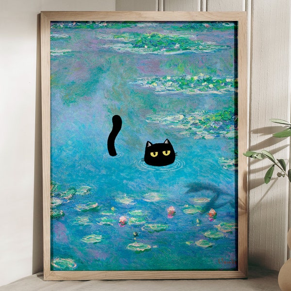 Monet Waterlily Cat Print - Etsy