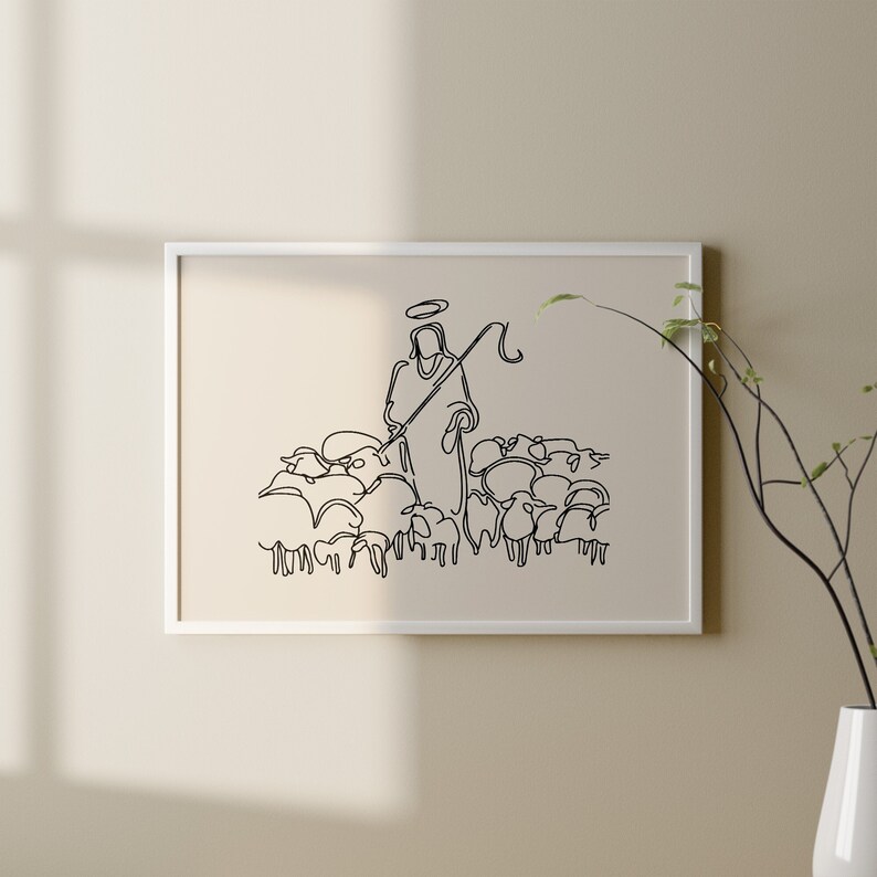 Jesus Leaves the 99, Jesus Art, Bible Art, Jesus Good Shepherd, Wall Art, Rejoices Over One Lost ...