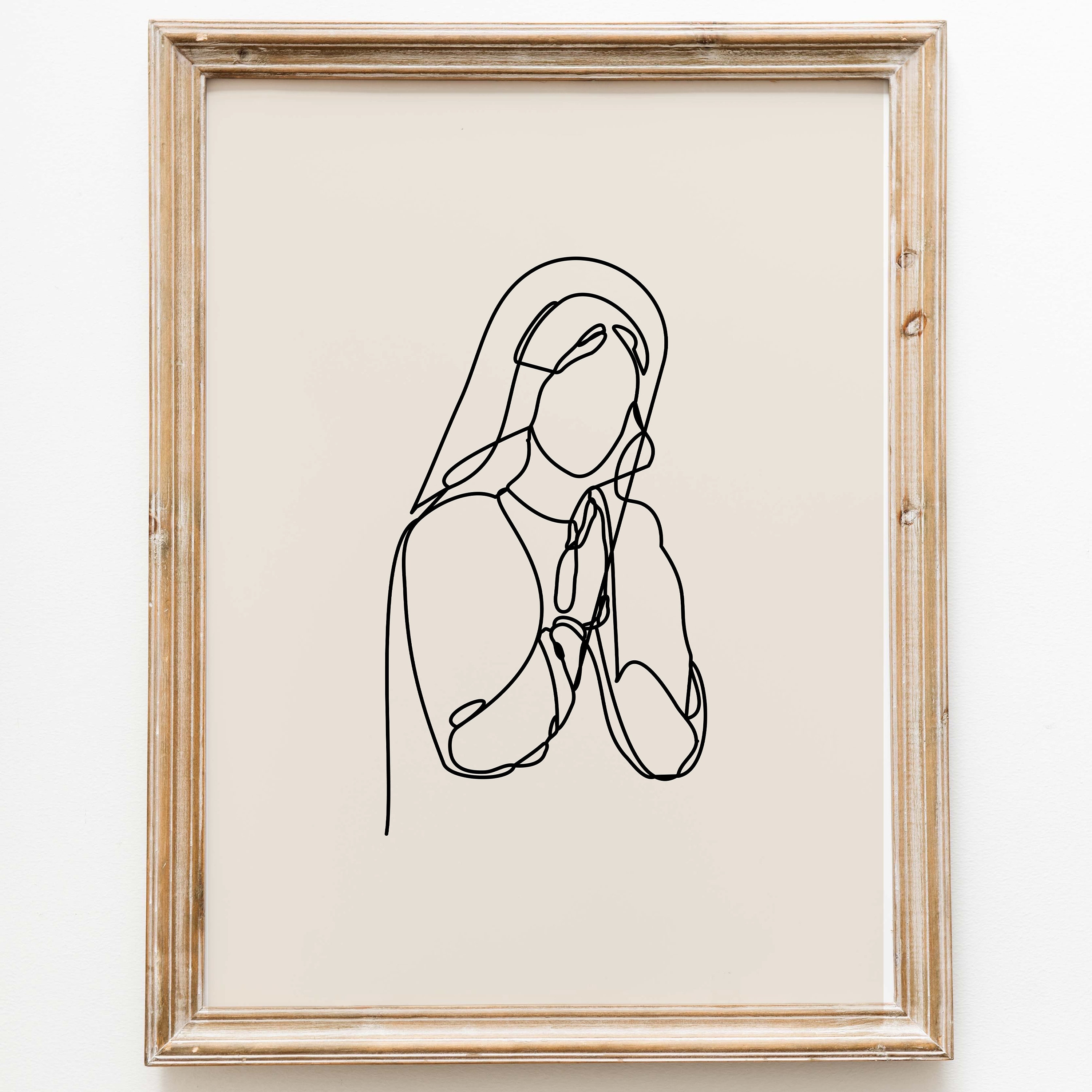 Christian Praying Woman, Bible Verse Wall Art, Minimalist Christian ...