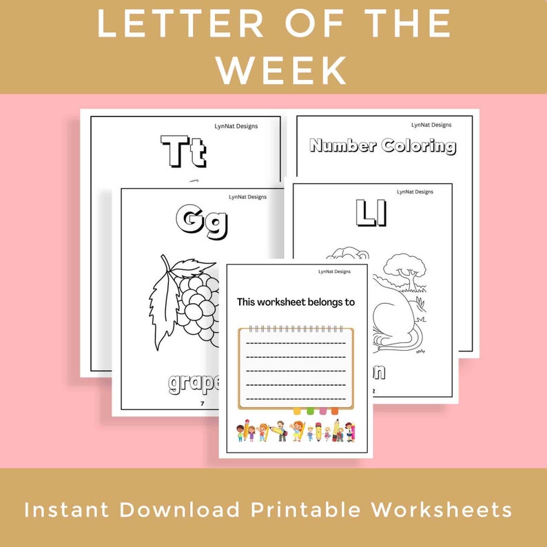 Letter of the Week Worksheet Printable 20 Pages, Fun Crafts, Preschool ...