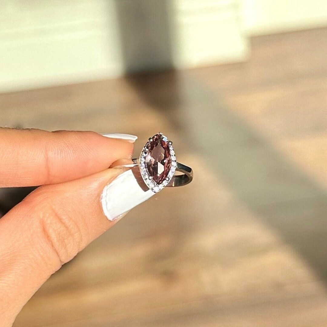925 Silver Sultanite Color Change Diaspor Shuttle Ringnatural Turkish ...