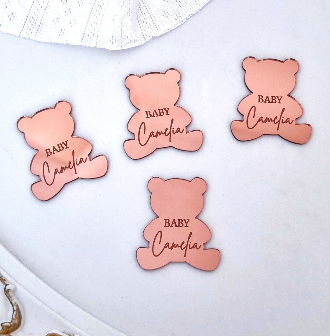 Teddy Bear Acrylic Mirror Tag, Baby Shower Tag, Thank You Beary Much ...