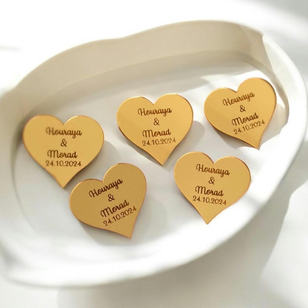 Custom Heart Shape Name Tag, Birthday Gift Tag, Rose Gold Acrylic ...