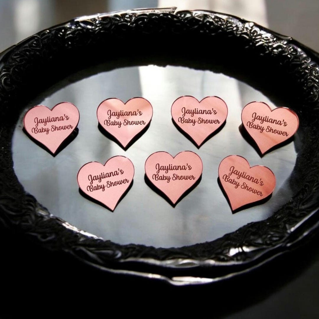 Custom Heart Shape Name Tag, Birthday Gift Tag, Rose Gold Acrylic ...