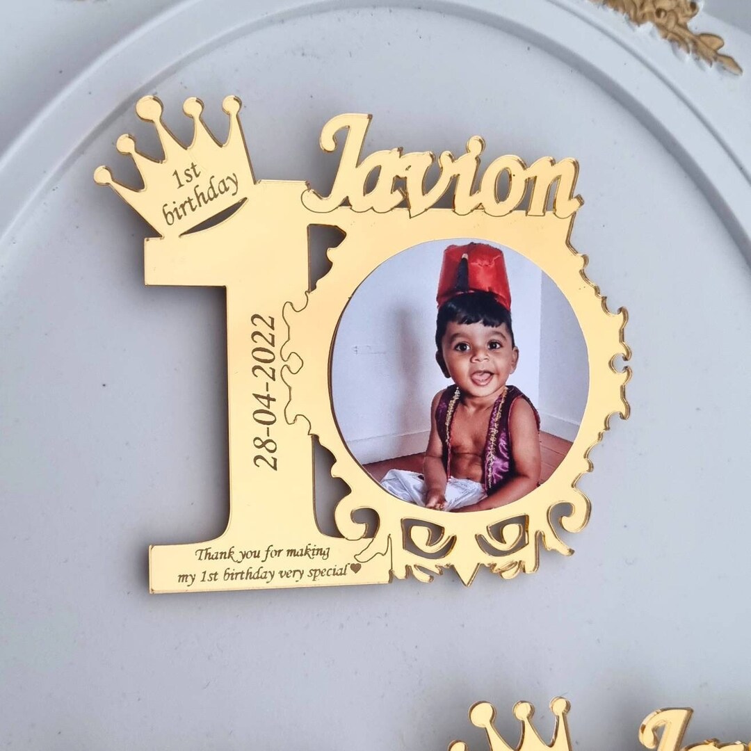 Custom Birthday Photo Favors, Personalized Mirror Magnet, Baby Photo ...