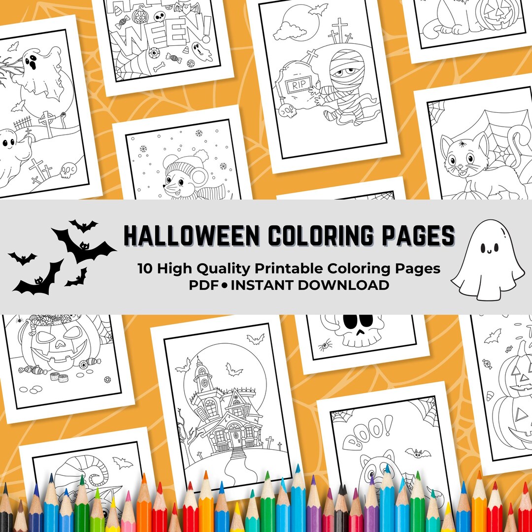 10 Printable Halloween Coloring Book Pages for Children - Cute and ...