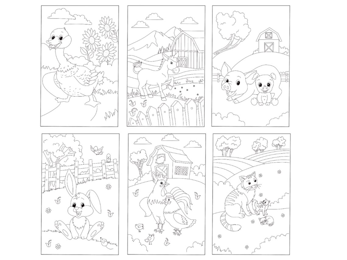 Farm Animals Coloring Book for Kids Coloring Pages Sheep - Etsy
