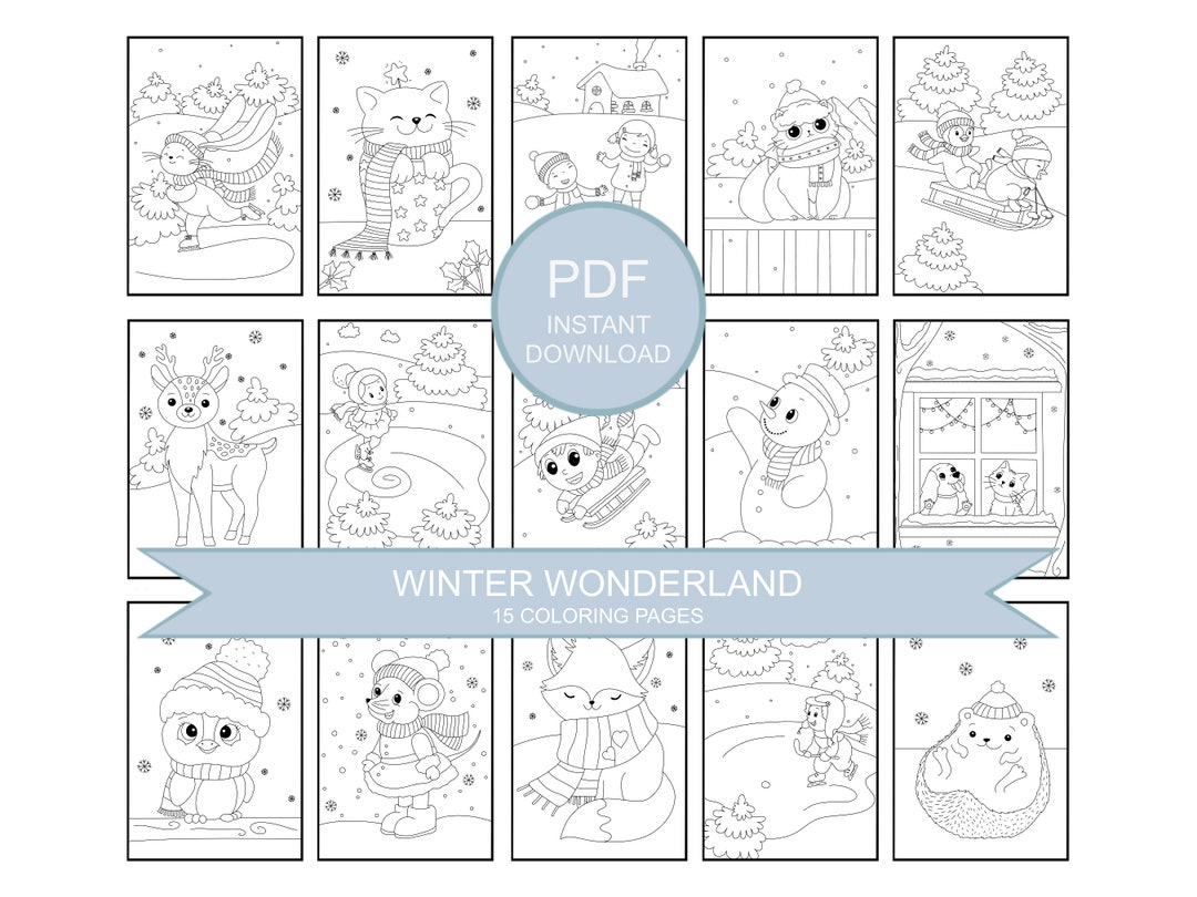 Winter Coloring Pages for Kids Winter Coloring Book Snowman, Ice ...