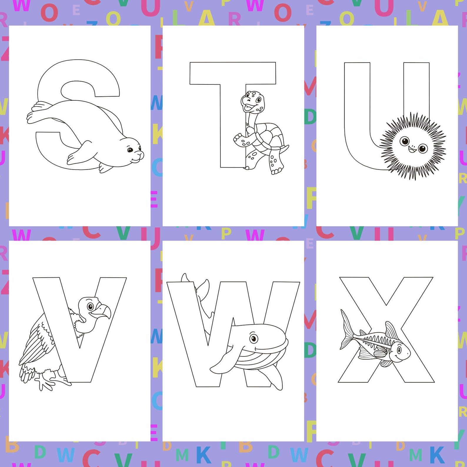 Animal Alphabet Coloring Pages - Instant Download - Educational ...