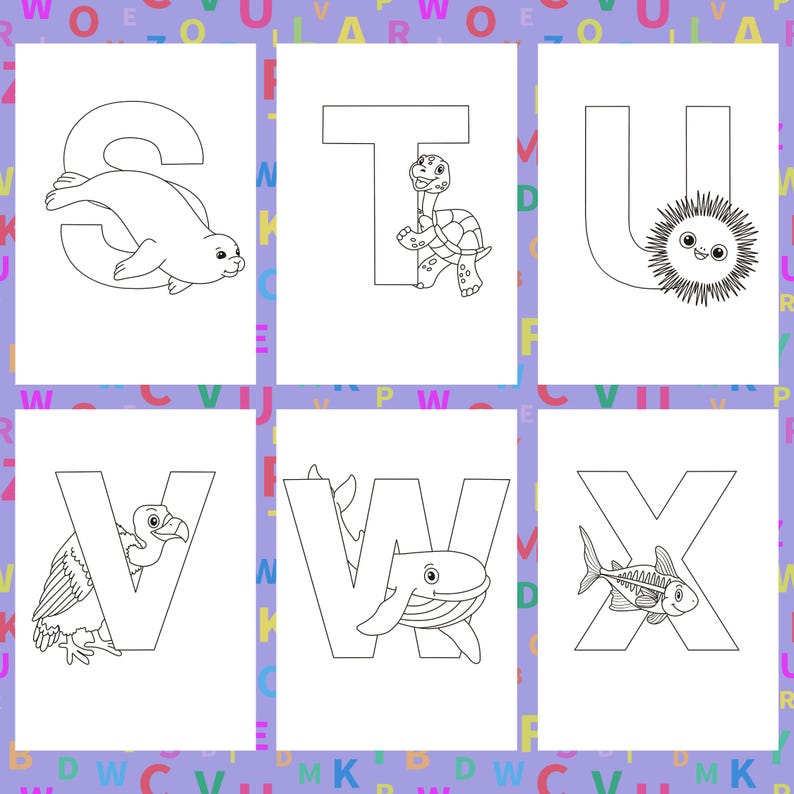 Animal Alphabet Coloring Pages - Instant Download - Educational ...