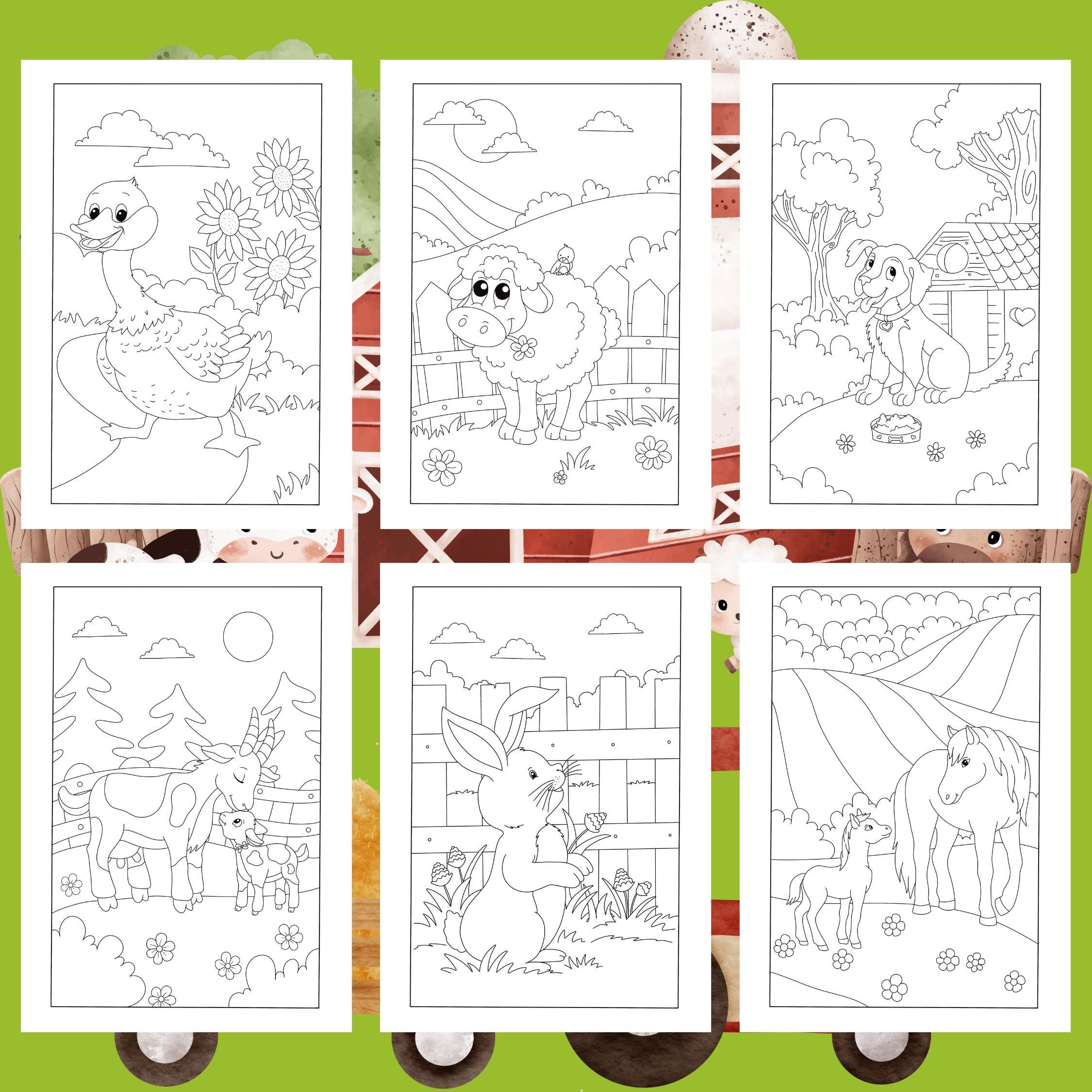 Farm Animals Coloring Book for Kids - Coloring Pages - Sheep, Horse ...