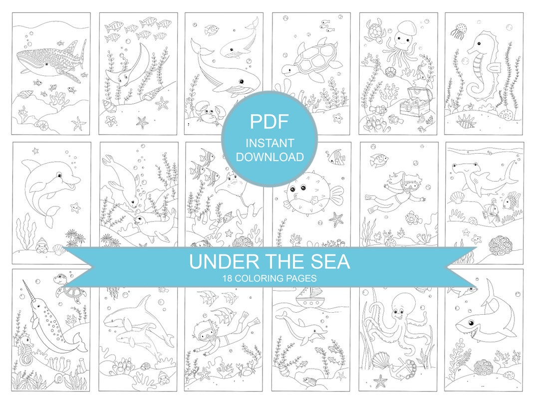 Sea Animal Coloring Book Pages for Kids Ocean Creature - Etsy