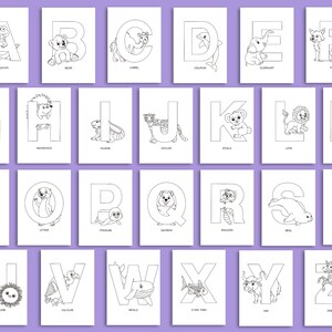 Animal Alphabet Coloring Pages - Instant Download - Educational ...