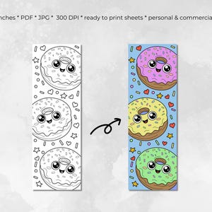 Printable Kawaii Treats Coloring Bookmarks for Adults and Kids, Reading ...