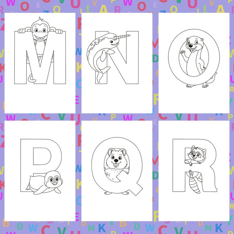 Animal Alphabet Coloring Pages - Instant Download - Educational ...