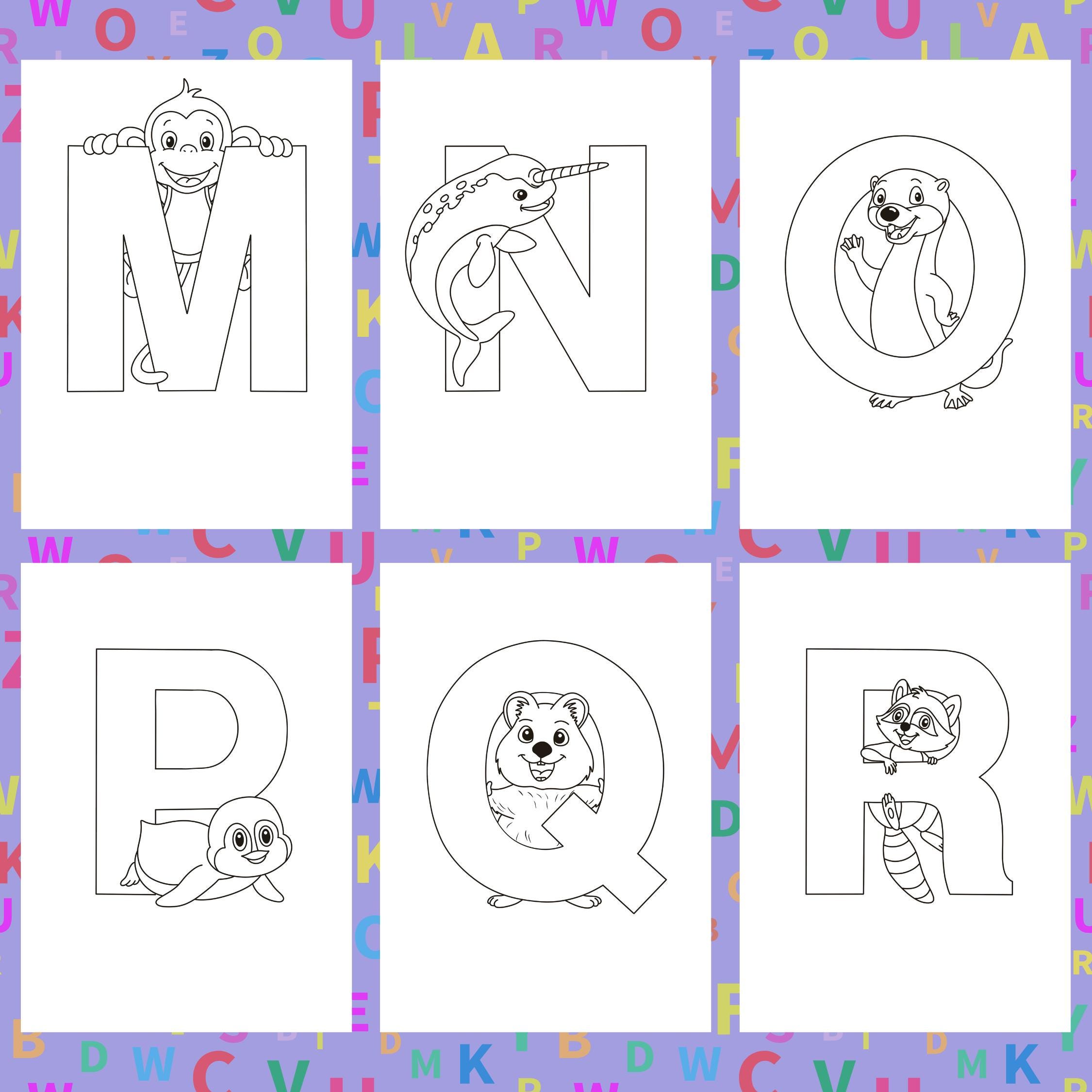 Animal Alphabet Coloring Pages - Instant Download - Educational ...