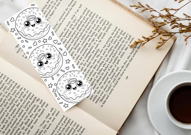 Printable Kawaii Treats Coloring Bookmarks for Adults and Kids, Reading ...